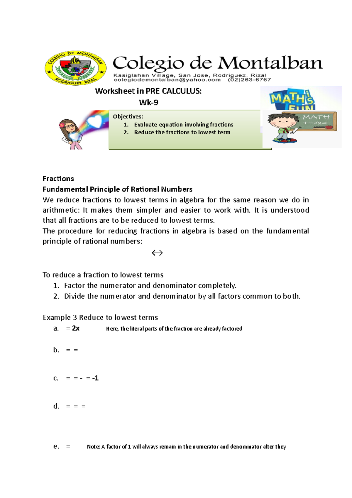 Worksheet 9 Finals PRE Calculus - Worksheet in PRE CALCULUS: Wk ...