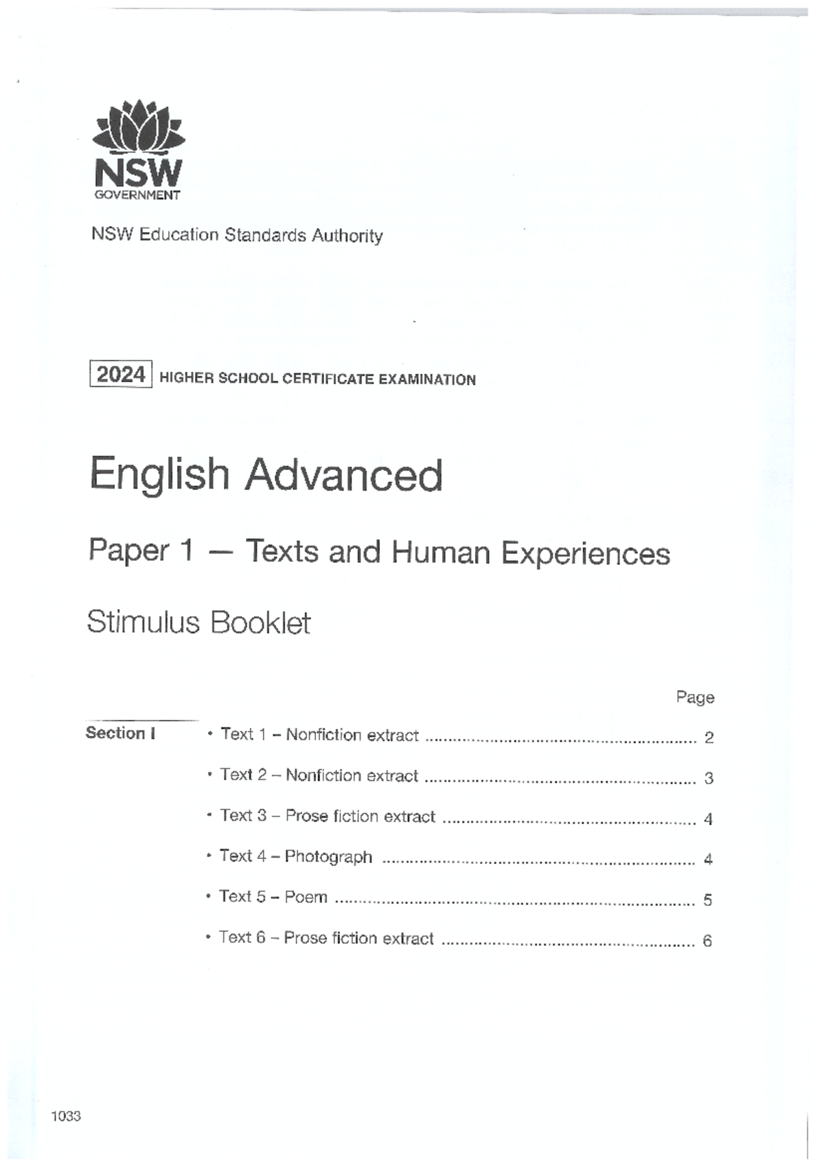 Paper 1 Stimulus Booklet - NSW GOVERNMENT NSW Education Standards ...