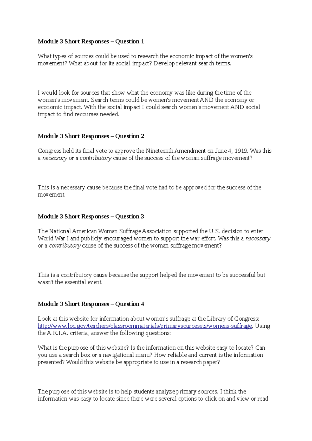 Module 3 Short Responses - Module 3 Short Responses – Question 1 What ...