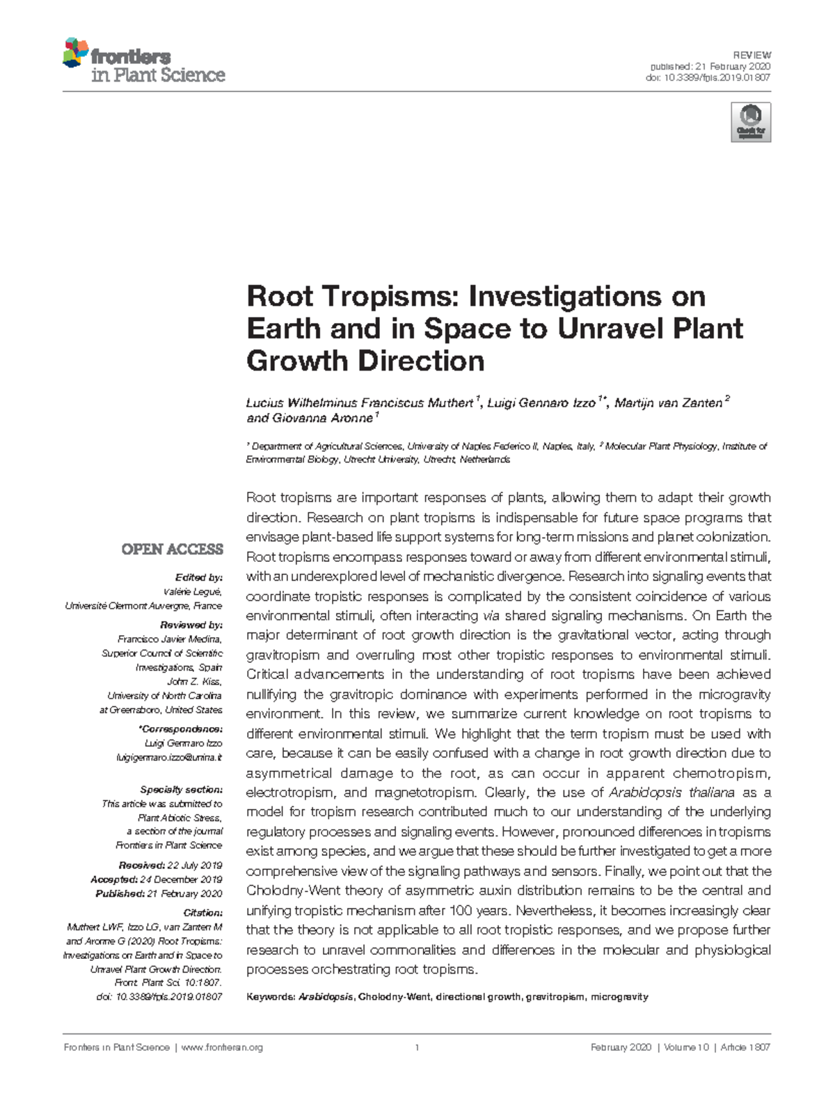 Root Tropisms Investigations on Earth and in Space - Research on plant ...