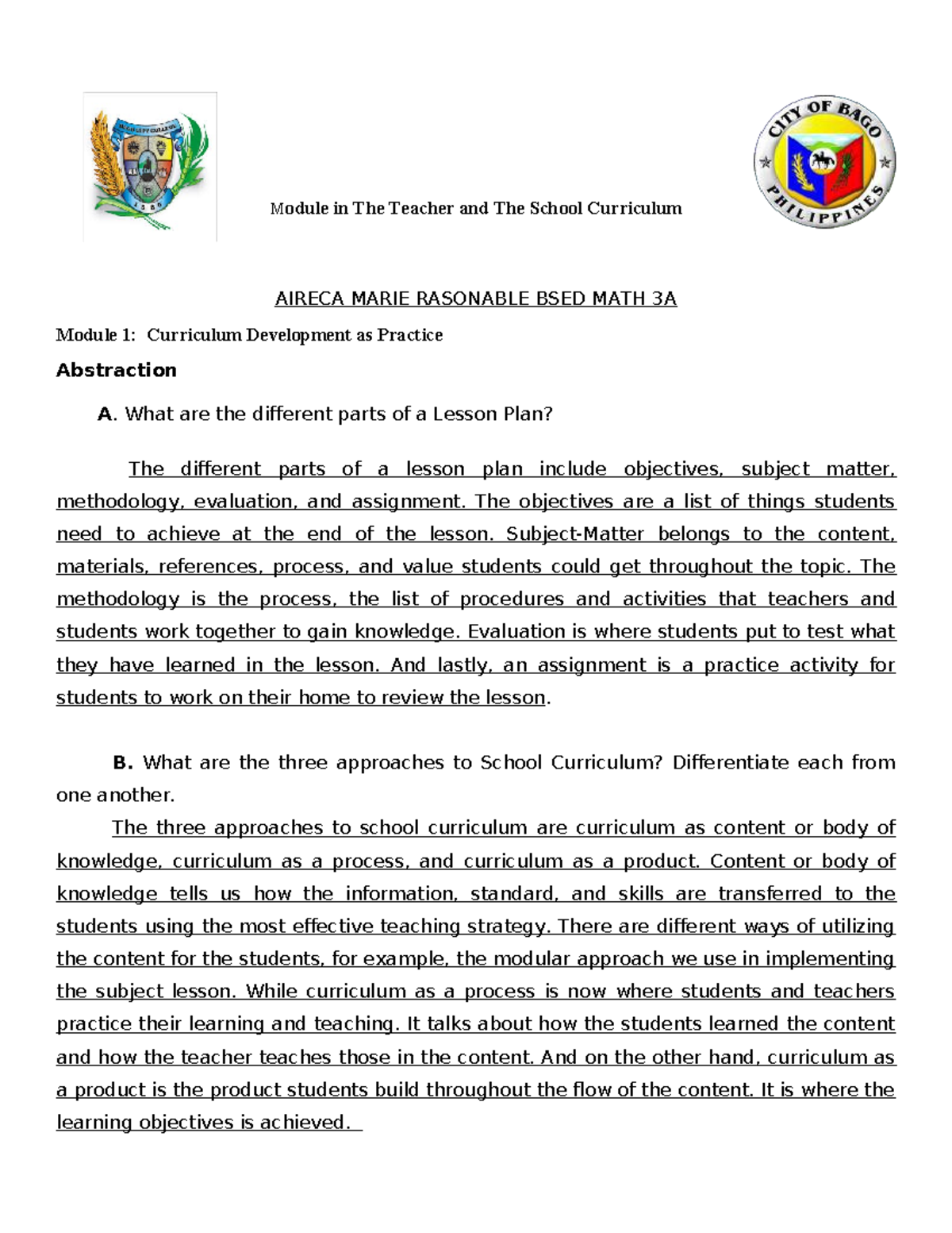 Abstraction 2 - notes - Module in The Teacher and The School Curriculum ...