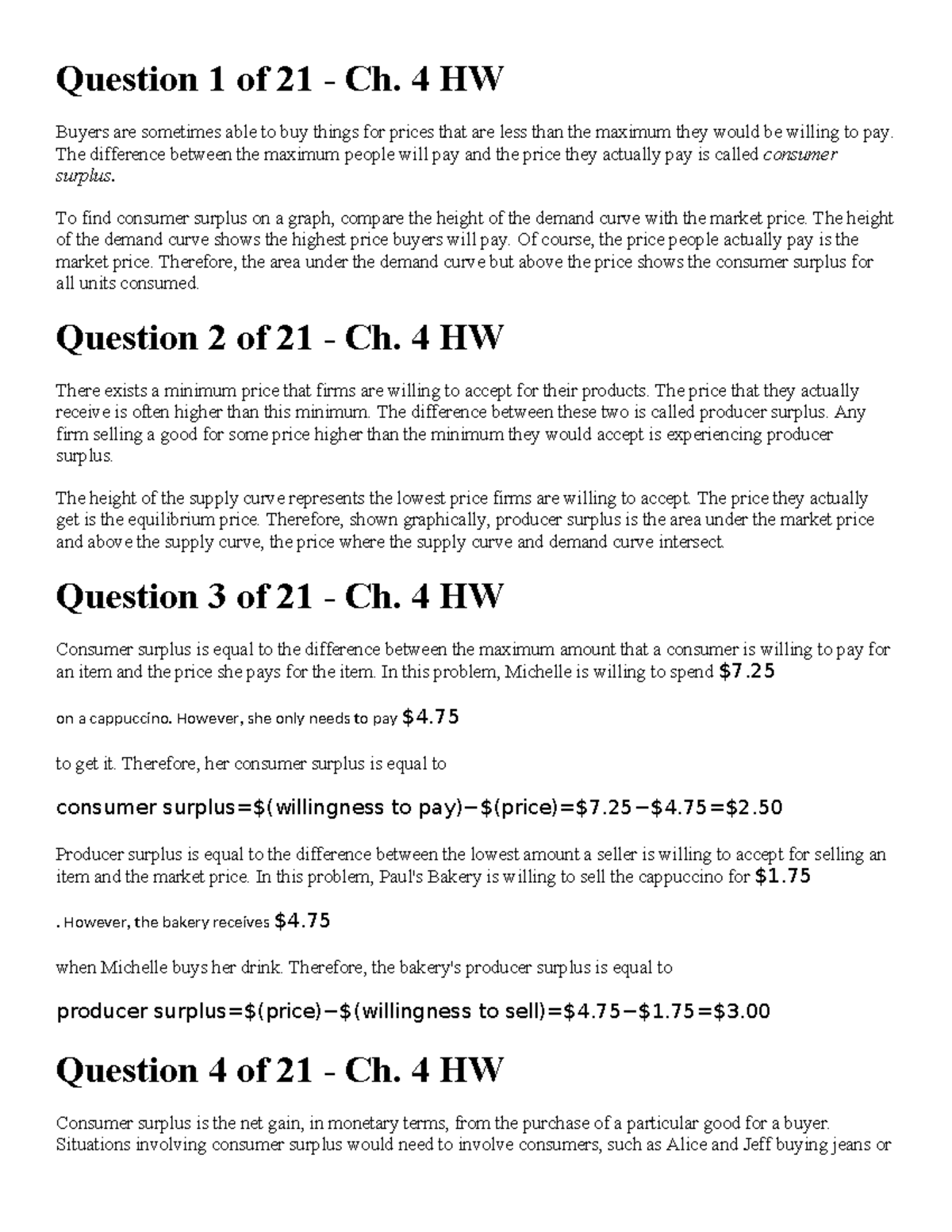 Micro Econ Chap 4 HW soln - Question 1 of 21 - Ch. 4 HW Buyers are sometimes able to buy things ...