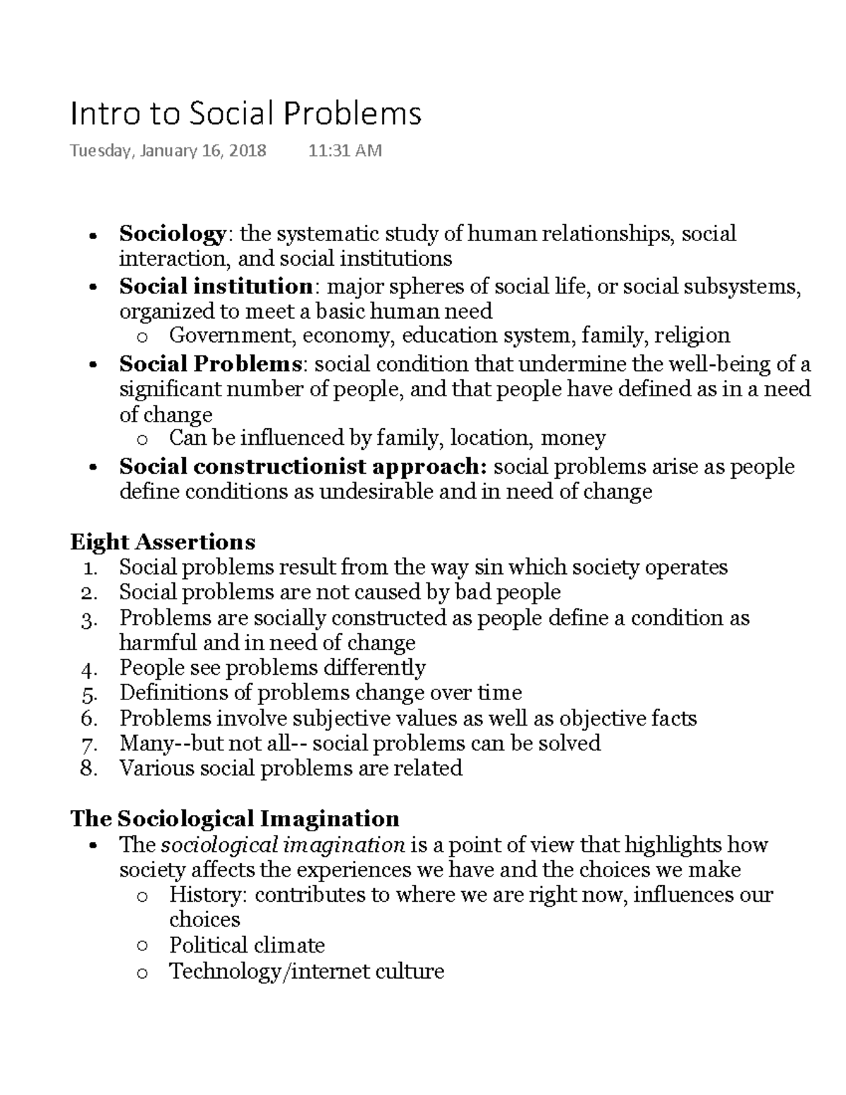 Intro to Social Problems - Warning: TT: undefined function: 32 Sociology: the systematic study ...