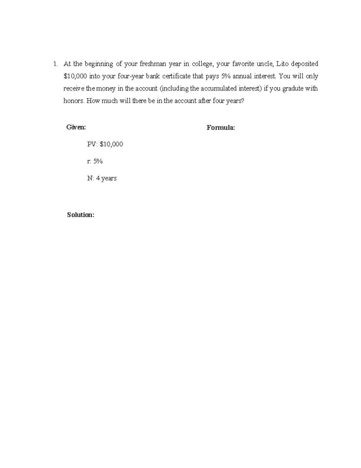 Assignment 4 in Financial Management - At the beginning of your ...