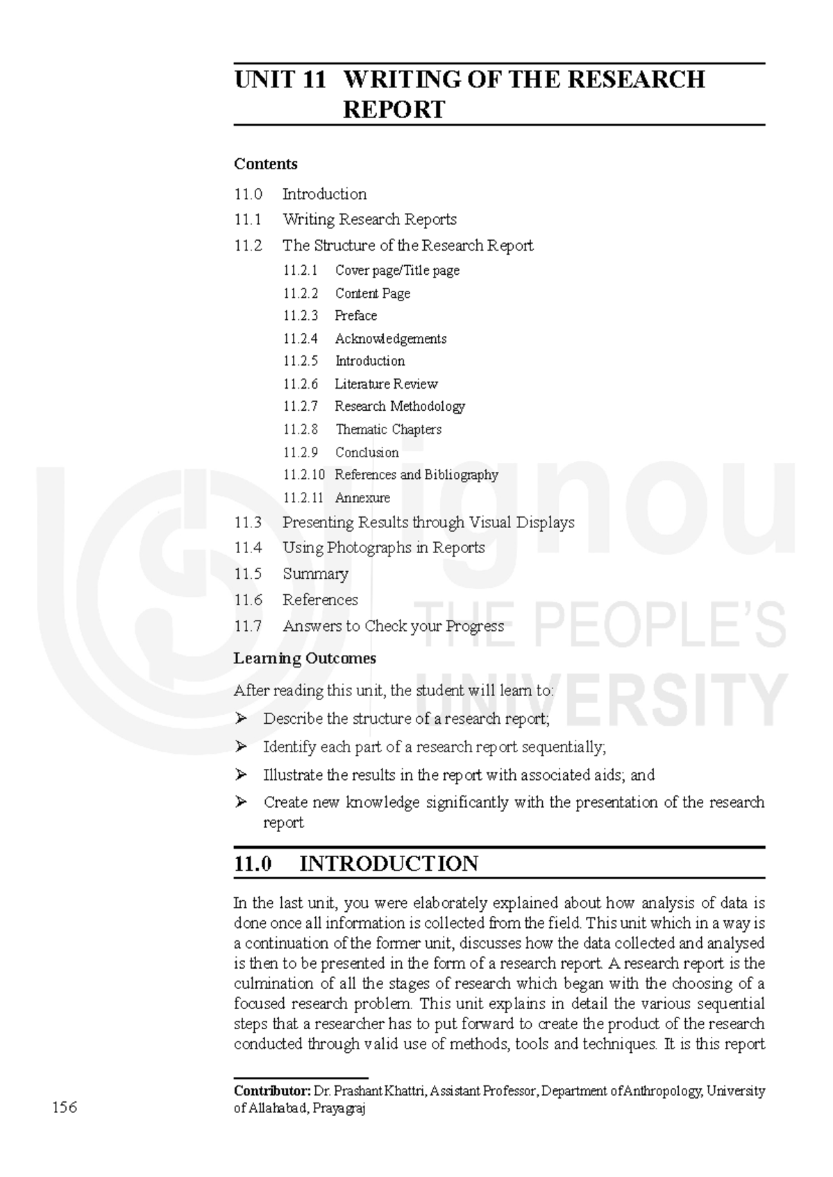 Unit-11 - Good - 156 Specific Essential Aspects in Research UNIT 11 WRITING OF THE RESEARCH ...