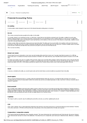Financial Analysis learning outcomes - 1 FRK 101 Learning Objectives ...