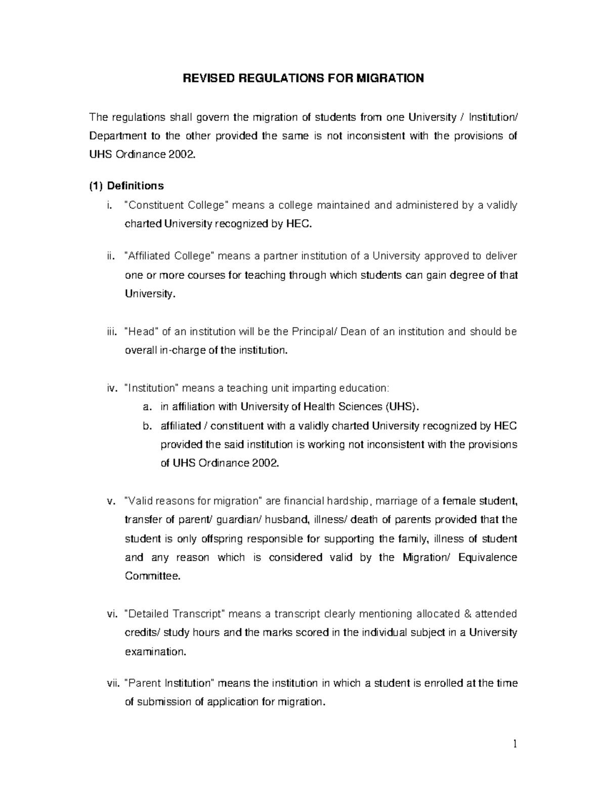 Migrationrules - REVISED REGULATIONS FOR MIGRATION The regulations ...