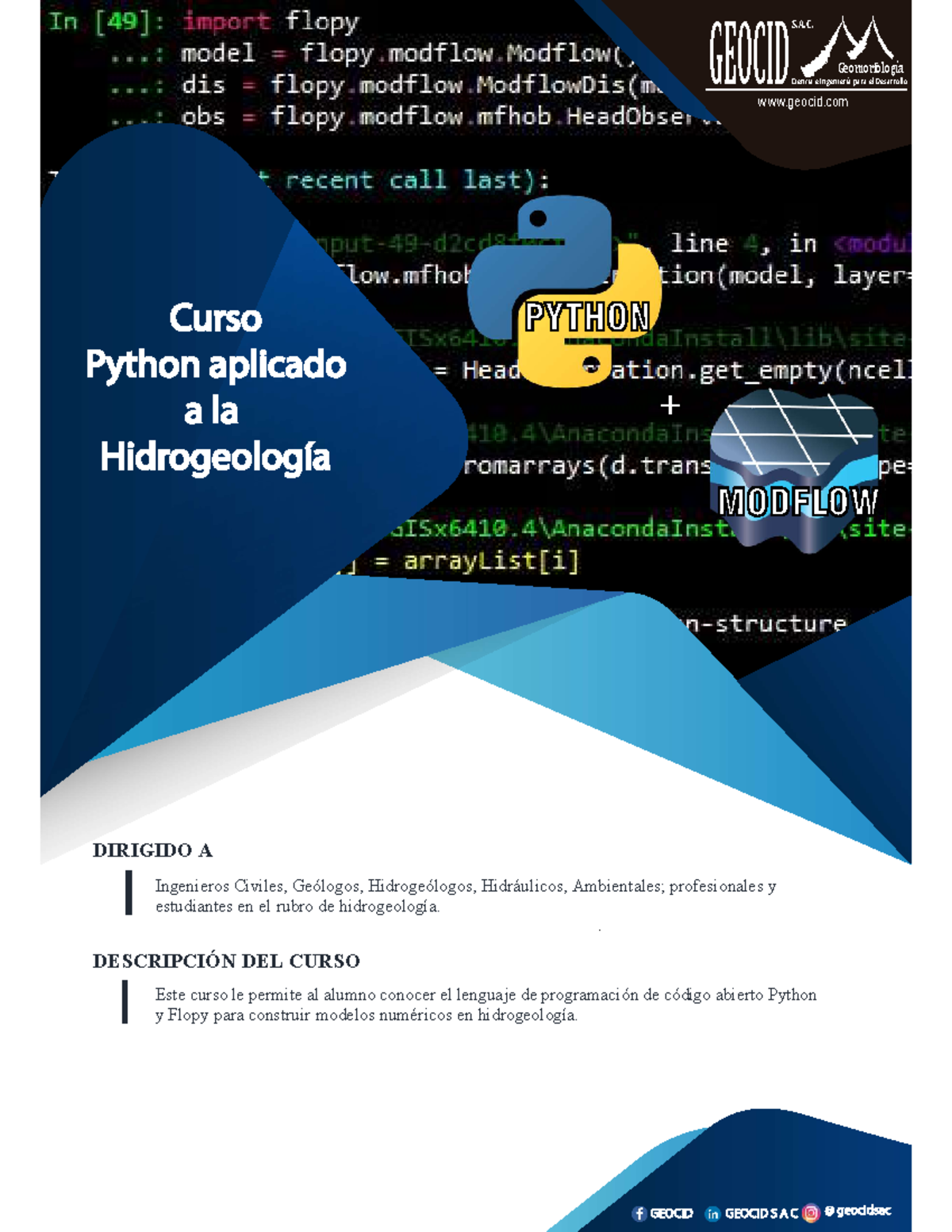 Geocid Python aplicado a la hidrogeologia - DIRIGIDO A Ingenieros ...