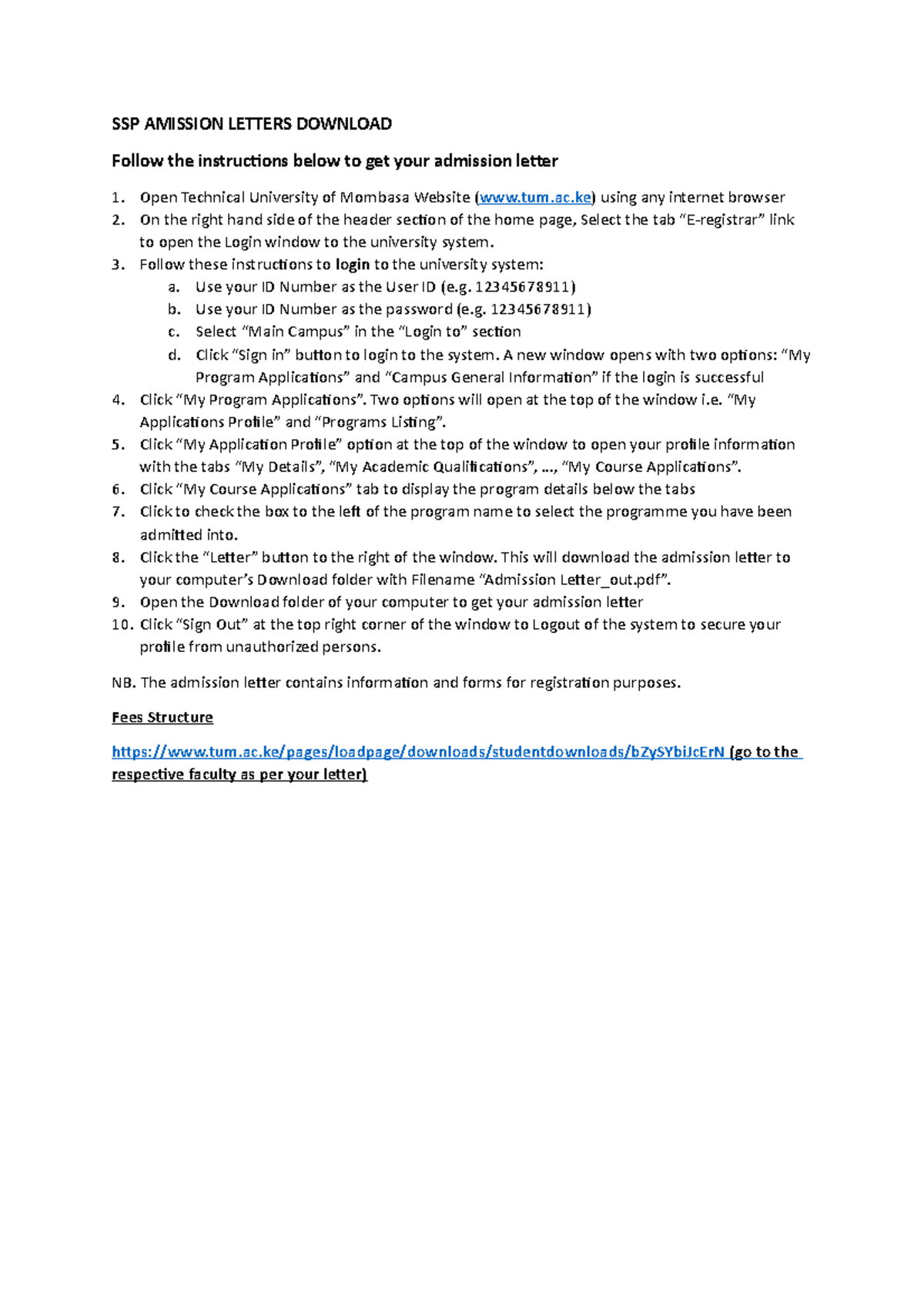 Kuccps September 2018 Amission Letters - SSP AMISSION LETTERS DOWNLOAD ...