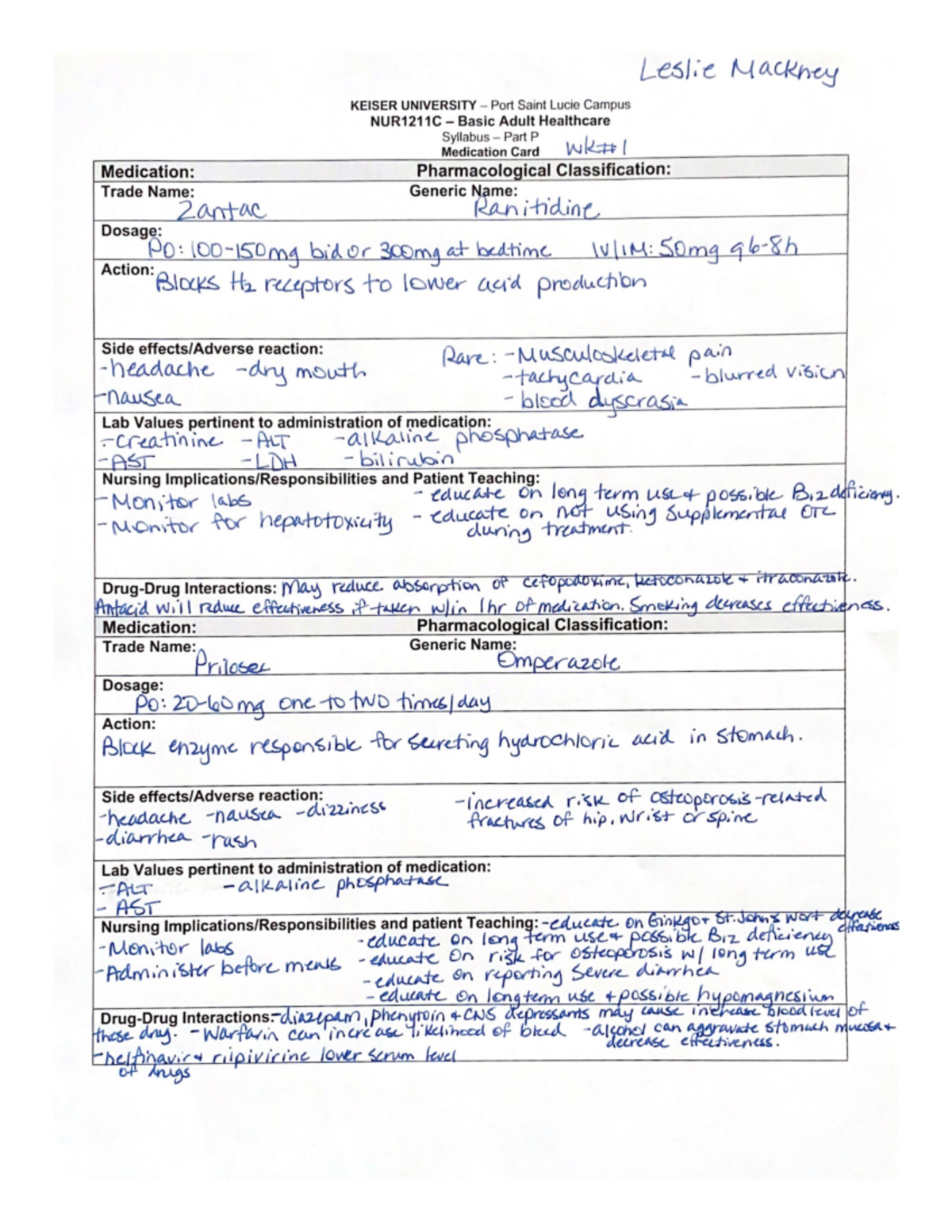 Basic DC wk#1 - Drug cards - Studocu