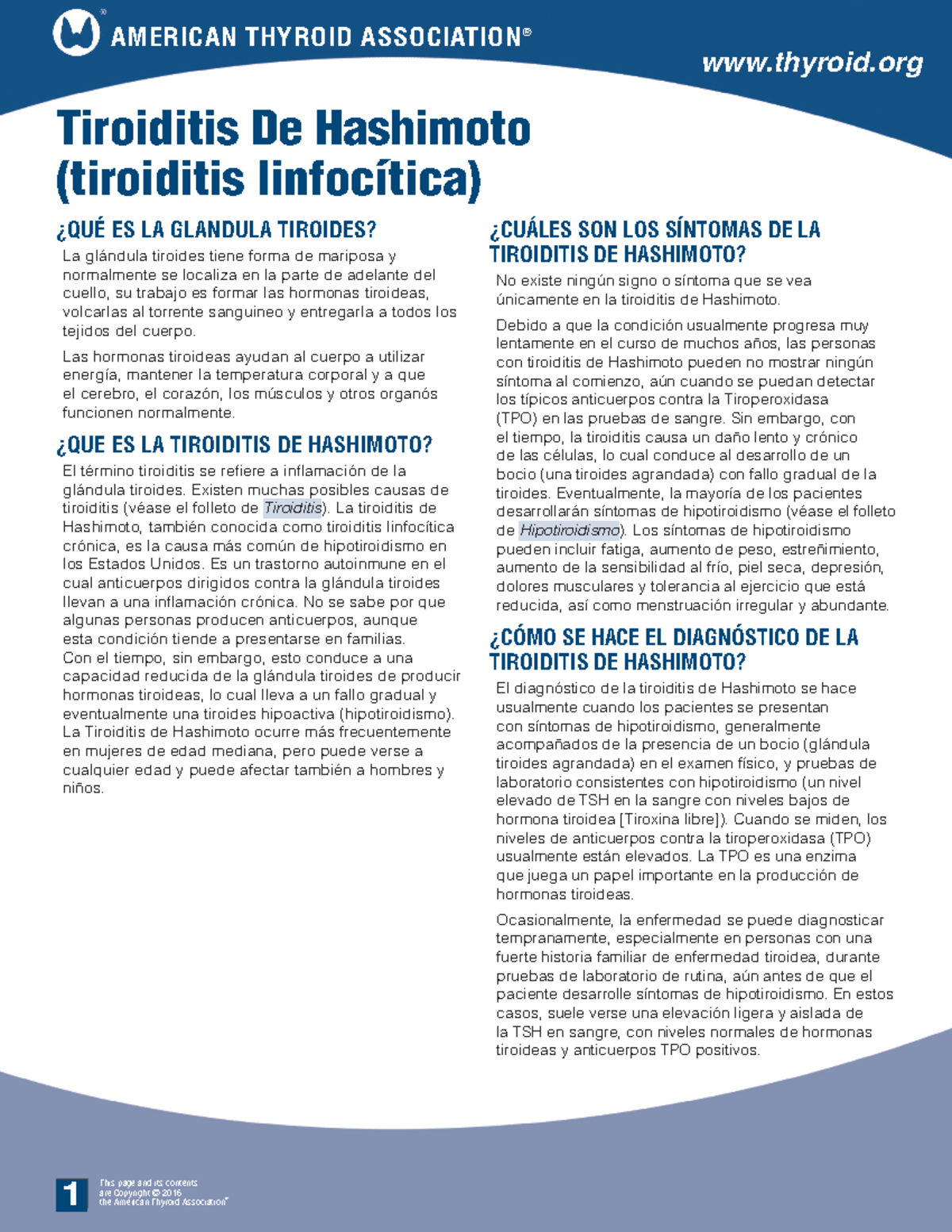 Tiroiditis de hashimoto ENFERMEDAD AUTOINMUNE - AMERICAN THYROID ...