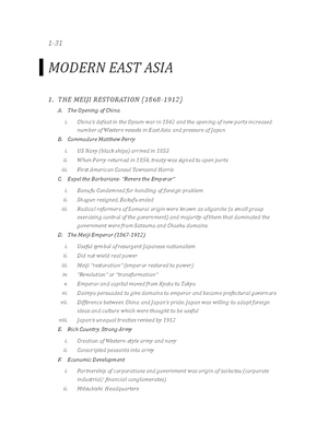 Modern East Asia Notes - 1- MODERN EAST ASIA 1. EARLY ENCOUNTERS ...