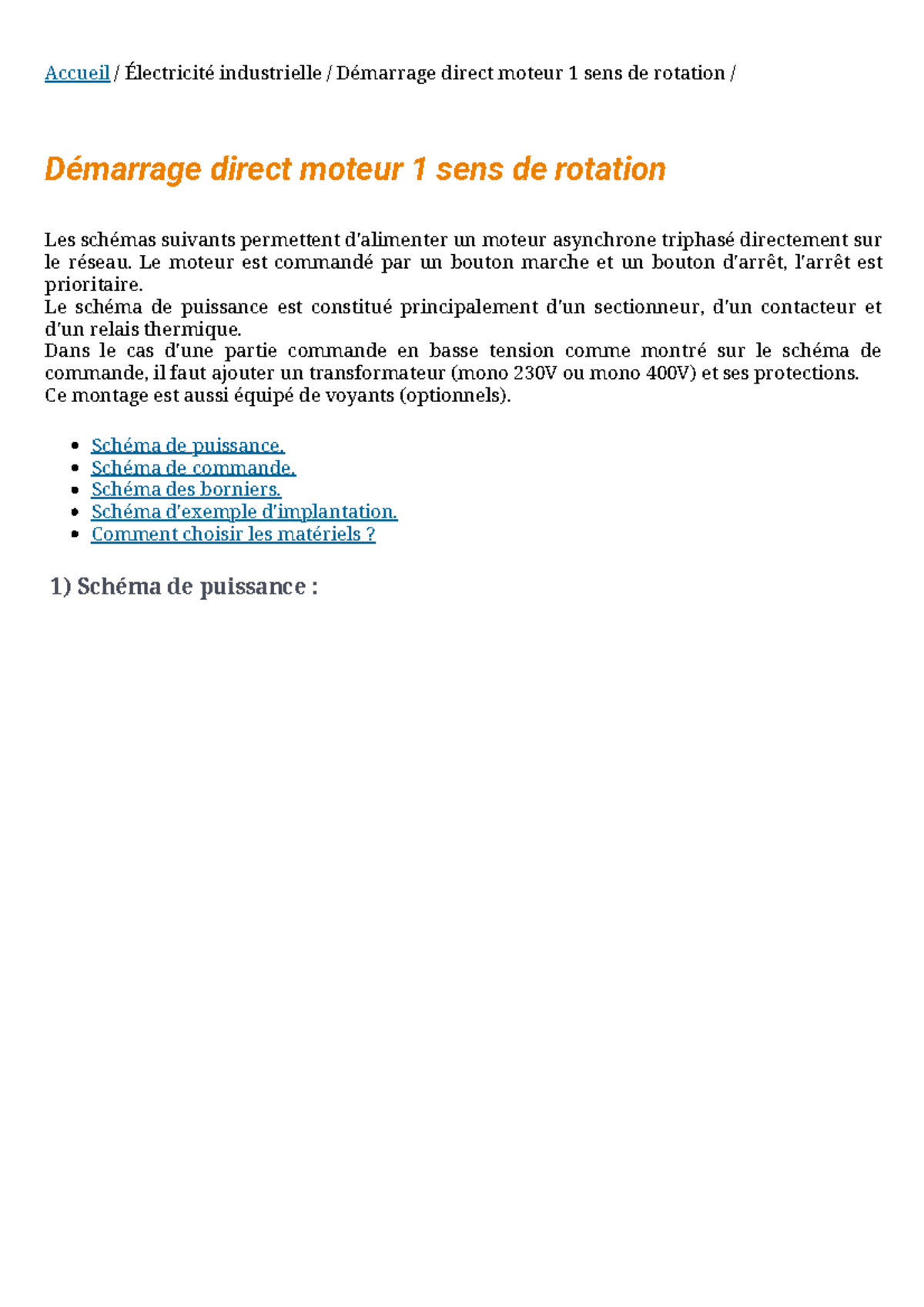 Démarrage Direct Moteur 1 Sens De Rotation Repère Elecm Mat26m2