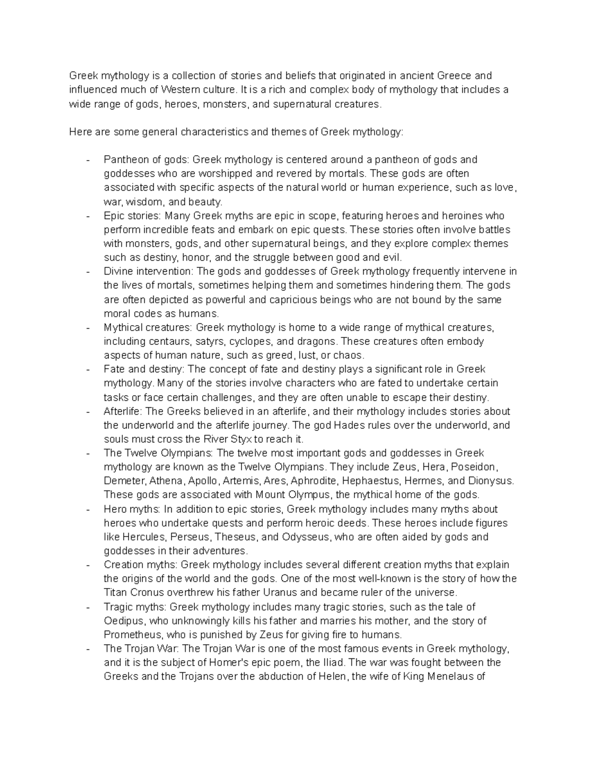 Greek mythology - Professor: Dale Yerp - Greek mythology is a ...