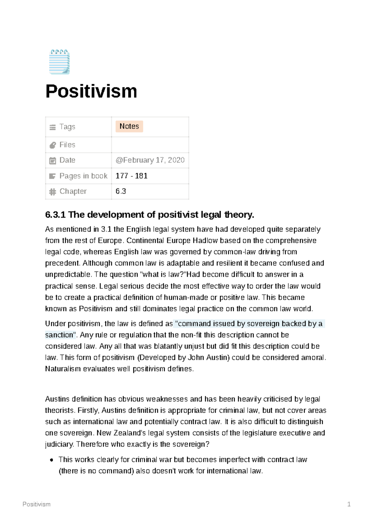 Positivism - 6.3 The development of positivist legal theory. As ...