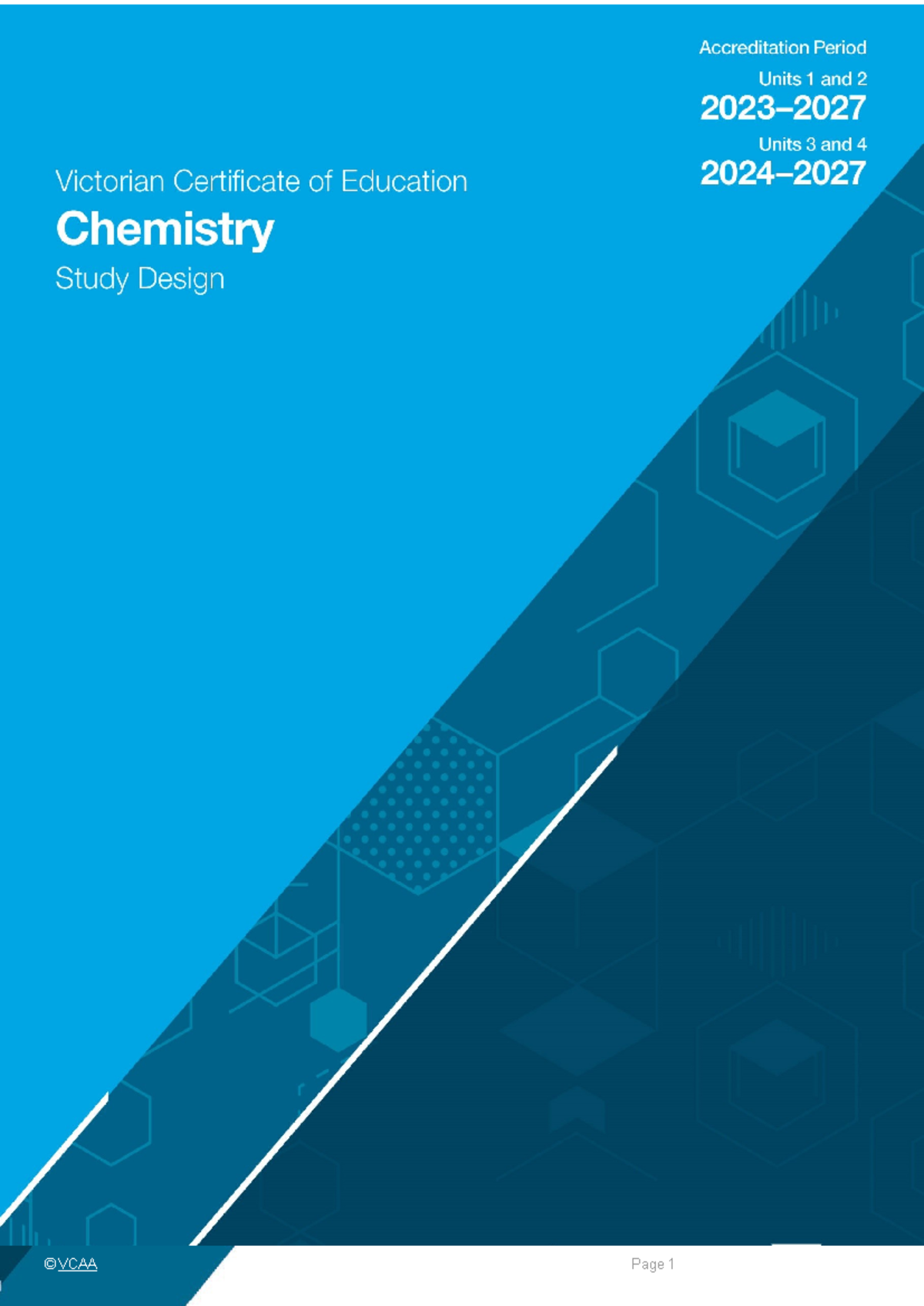2023Chemistry SD - study design - © VCAA Page 1 P ####### Authorised ...