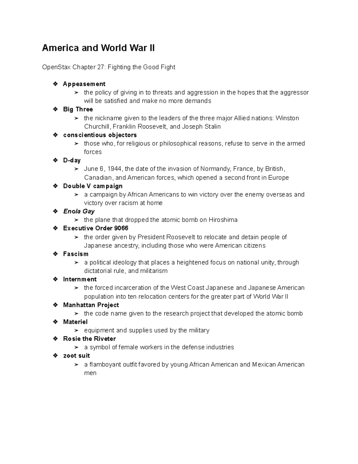 Hist module 11 - America and World War II OpenStax Chapter 27: Fighting ...