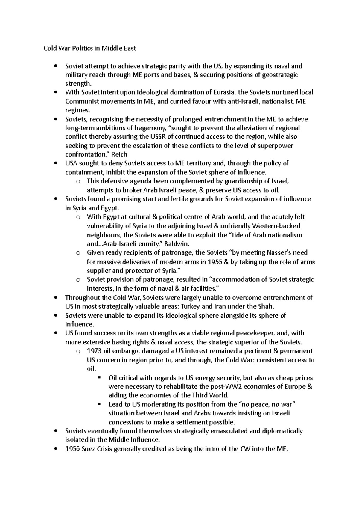 Cold War Politics in Middle East - Cold War Politics in Middle East ...