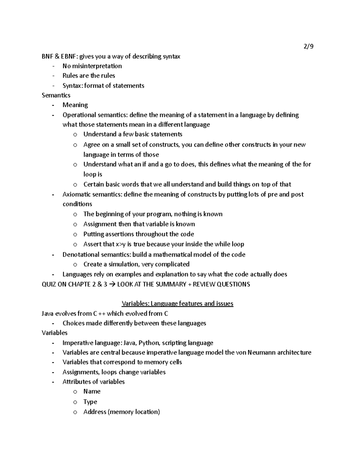 2:9 - Lecture Notes - 2/ BNF & EBNF: gives you a way of describing ...