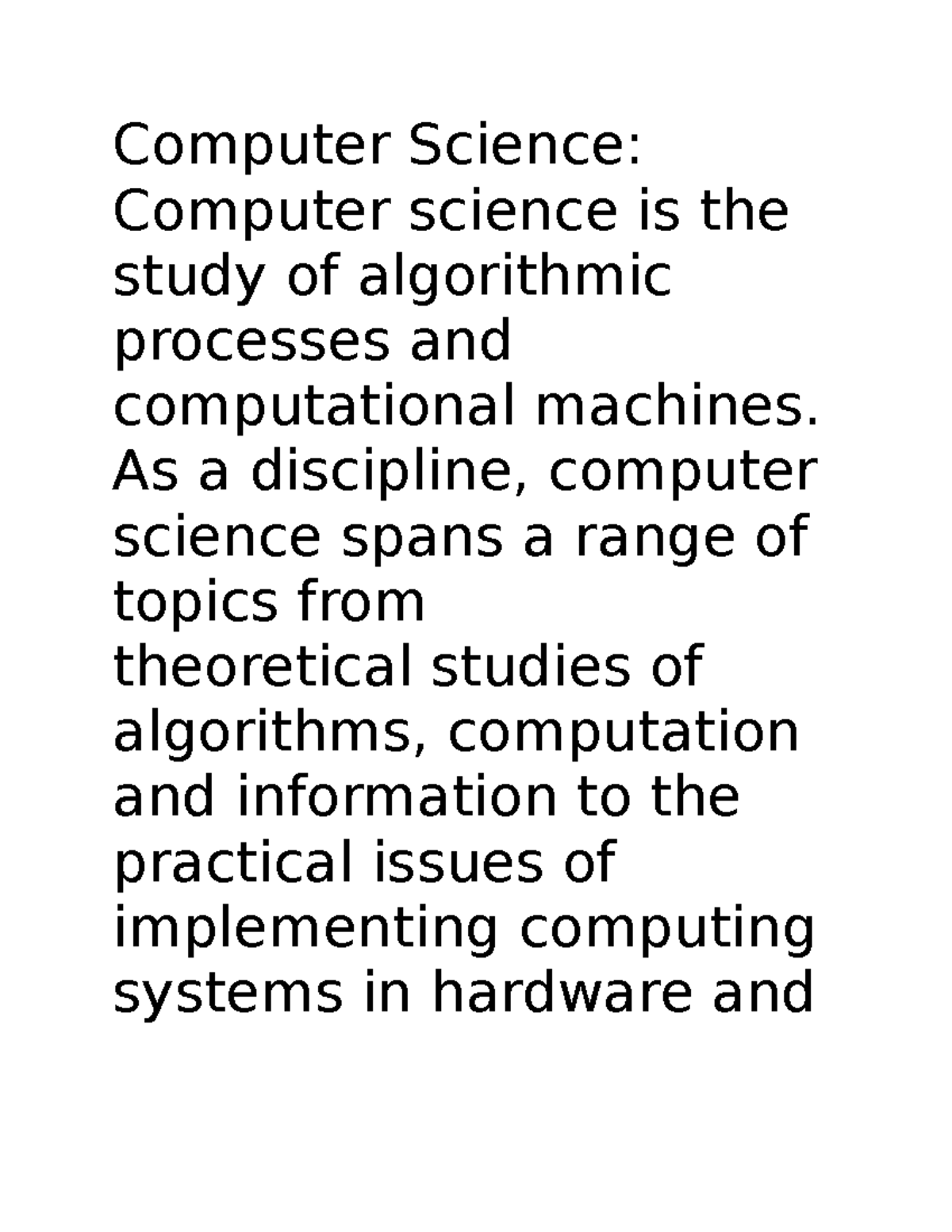 Module 7-2 - IT Professional - Computer Science: Computer science is ...