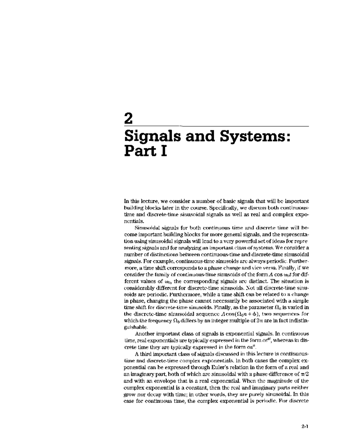 Sgnal 1 - signal - 2 Signals and Systems: Part I In this lecture, we ...