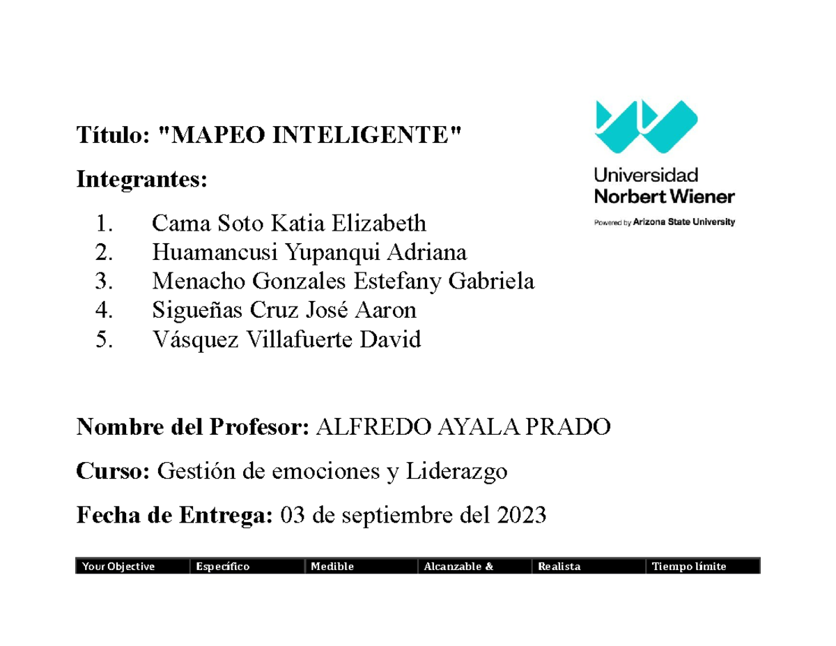 MAPA Smart - Título: "MAPEO INTELIGENTE" Integrantes: 1. Cama Soto ...