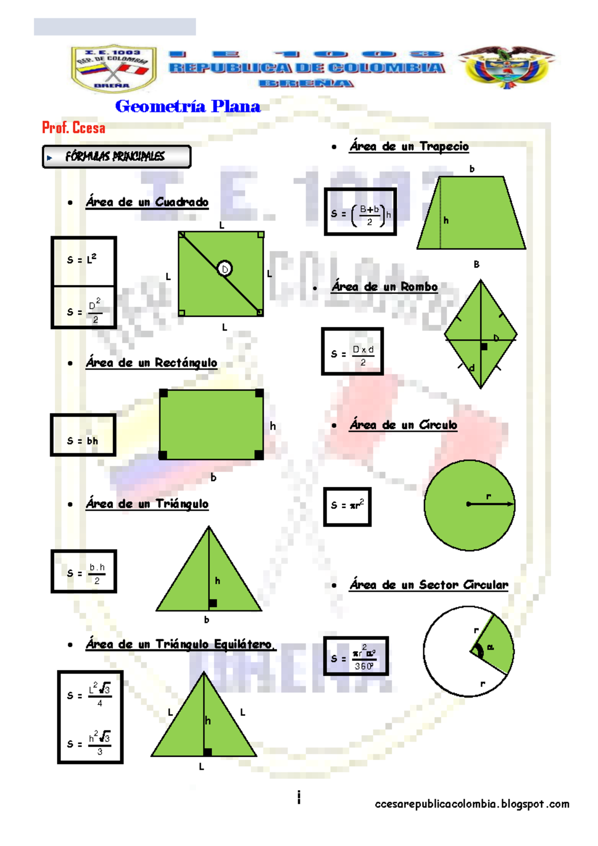 Areas Sombreadas 2 - maestro - Geometría Plana Prof. Ccesa FÓRMULAS ...