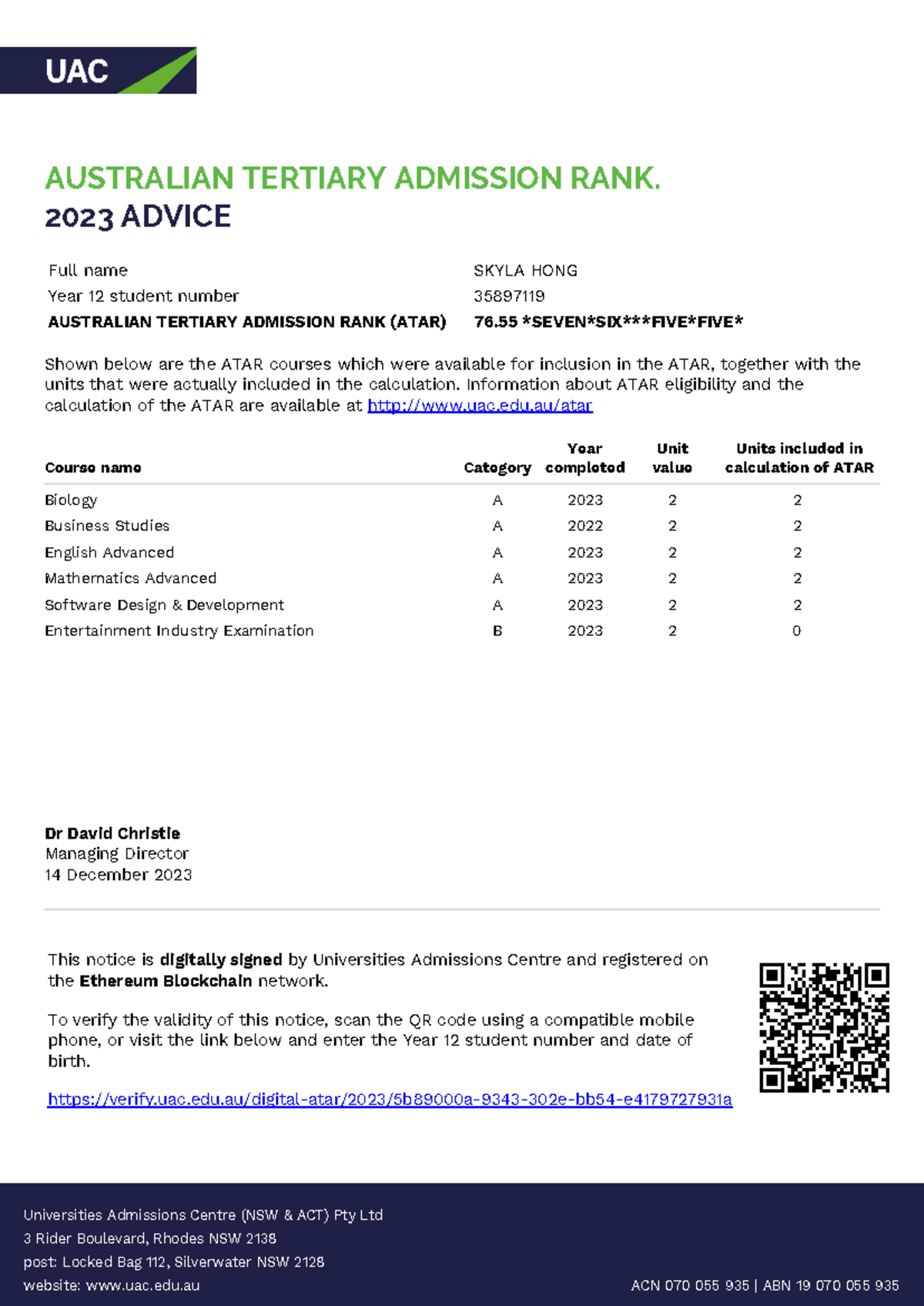 Atar-advice-notice - sss - website: uac.edu ACN 070 055 935 | ABN 19 ...