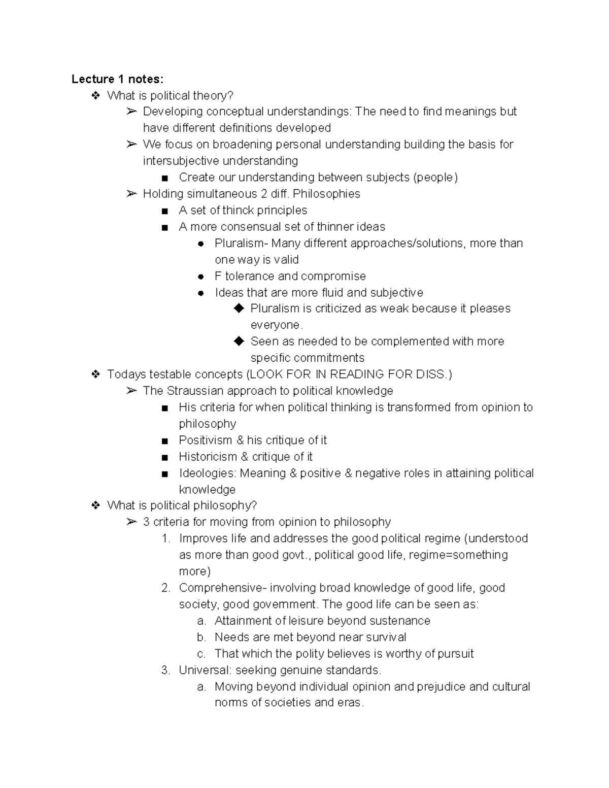 Political Theory Lec Notes - Lecture 1 notes: What is political theory ...