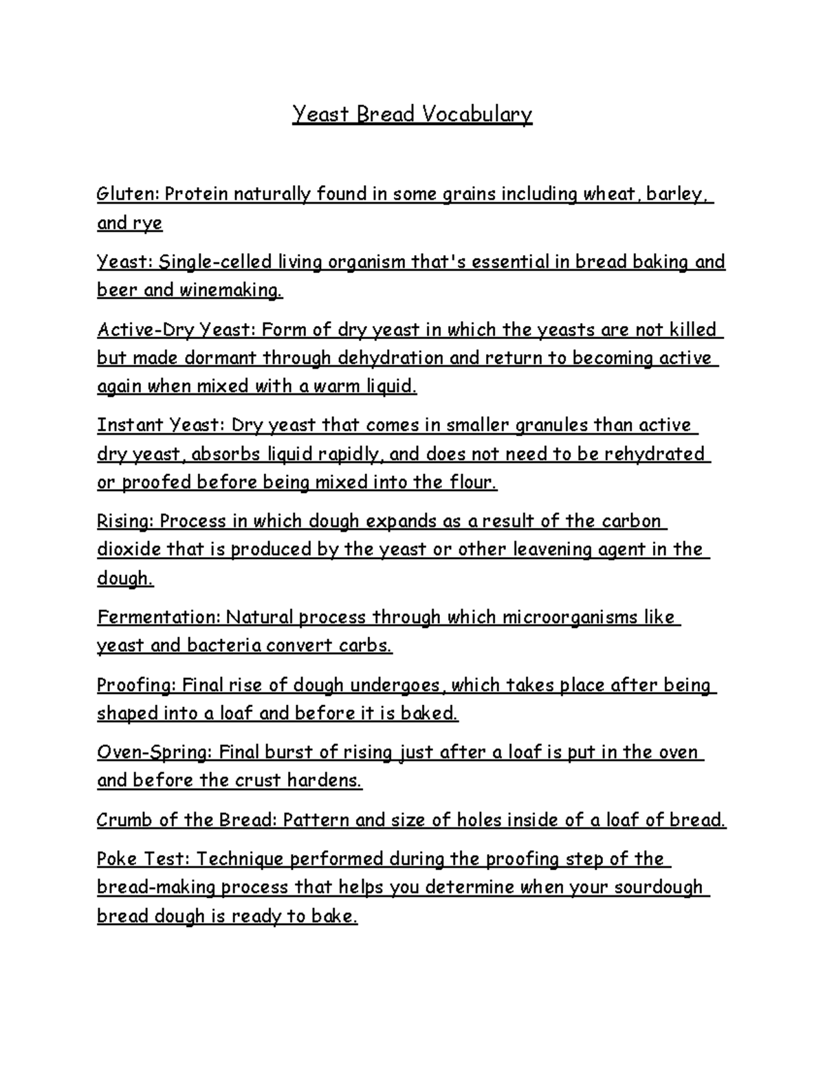 FCS... 240 Yeast Bread Vocabulary - Yeast Bread Vocabulary Gluten ...