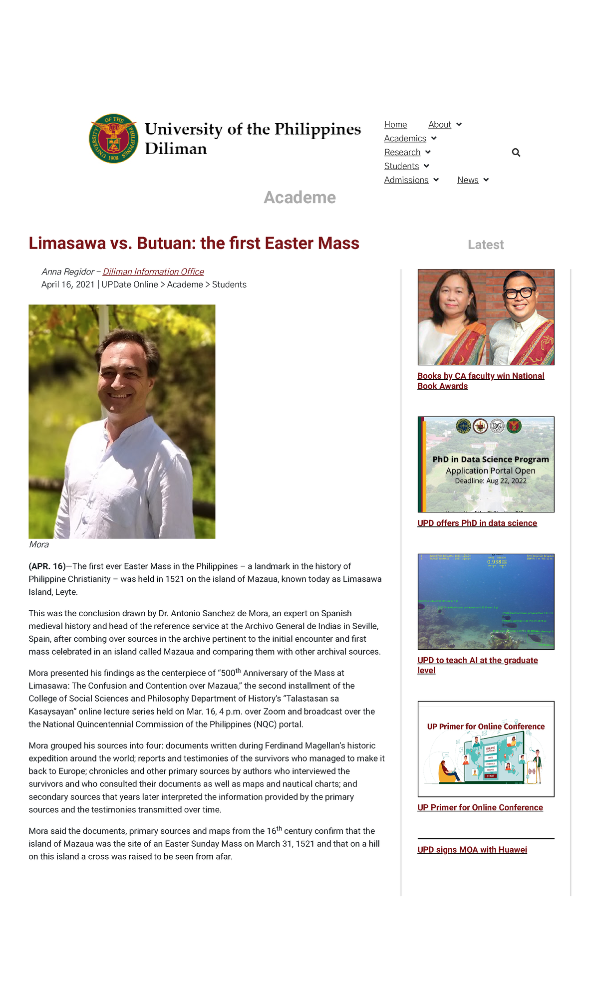 Limasawa vs. Butuan the first Easter Mass - University of the ...