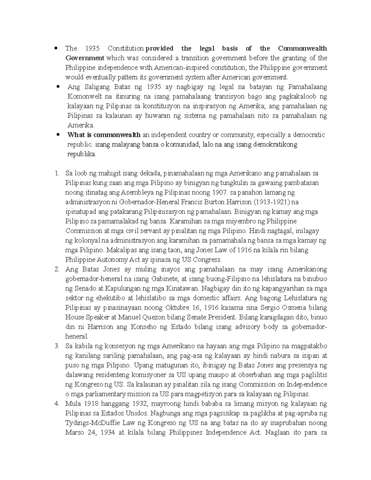 Sa loob ng mahigit isang dekada - The 1935 Constitution provided the ...