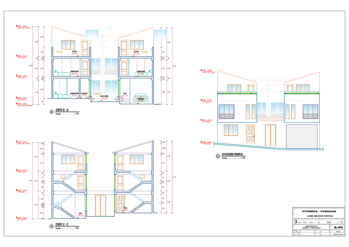 Plano Final JME- Arquitectura Elevacion - NPT. +0 PASADIZO NPT. +0 ...