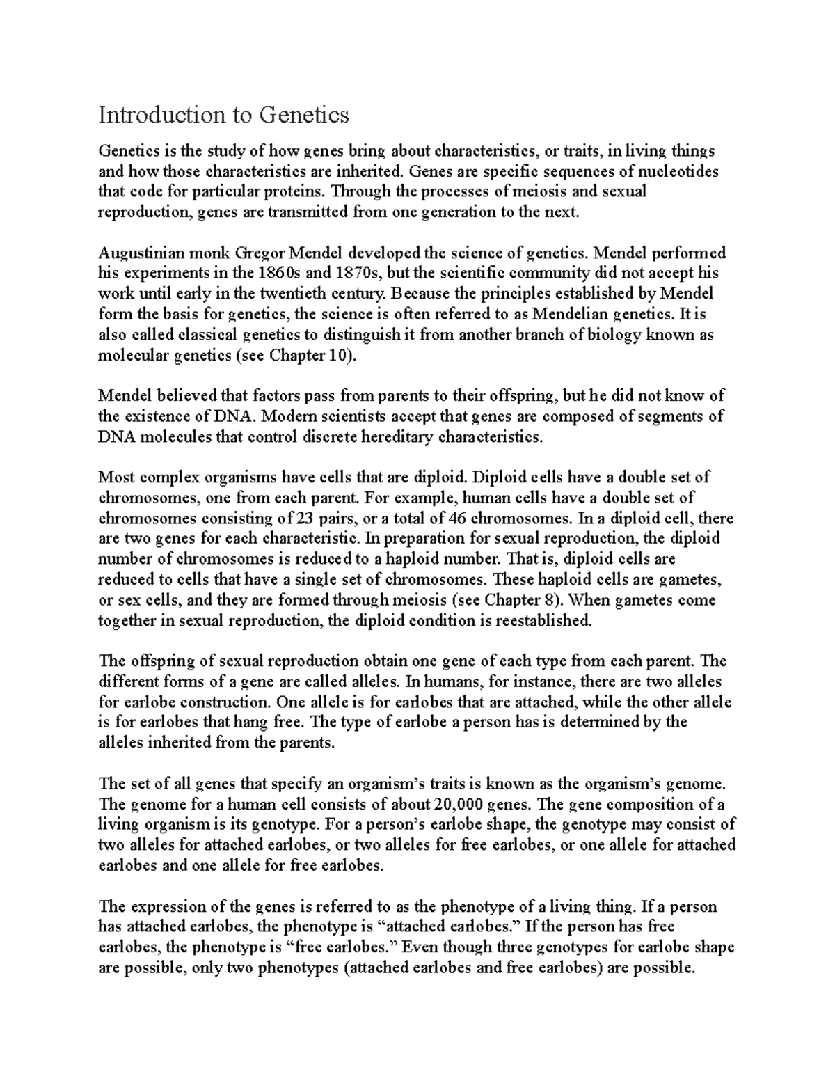 Introduction to Genetics - Introduction to Genetics Genetics is the ...