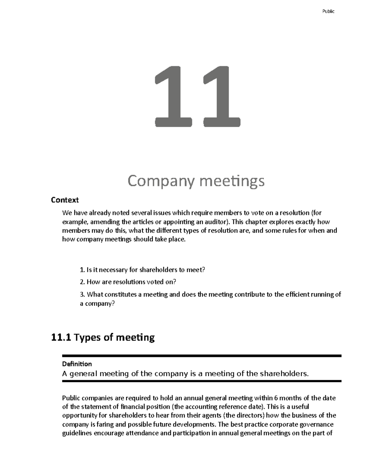 F4 Ch 11 Company meetings - 11 Company meetings Context We have already ...