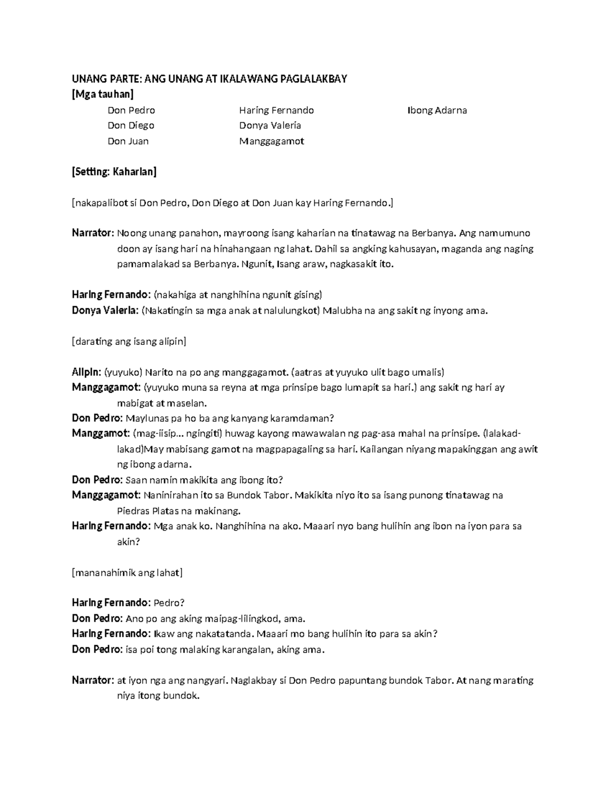 97418524-Script-Ibongadarna - UNANG PARTE: ANG UNANG AT IKALAWANG ...