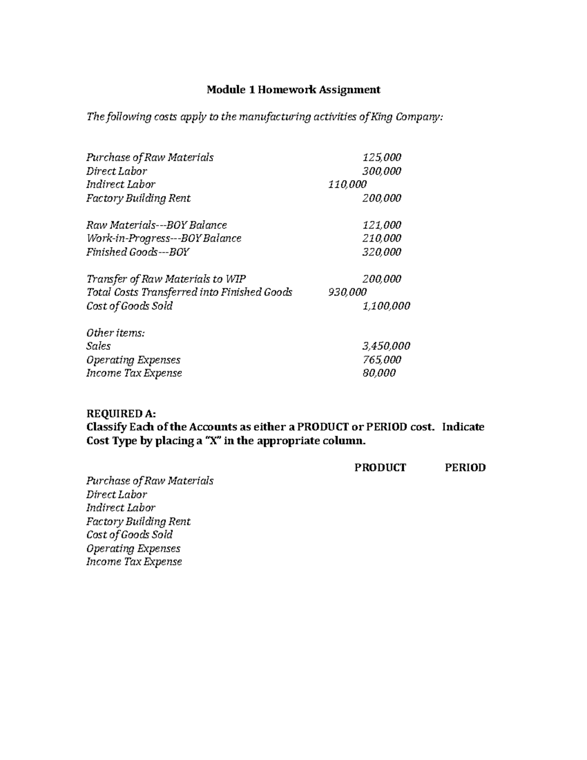 2022 Module 1 Homework Assignment Module 1 Homework Assignment The