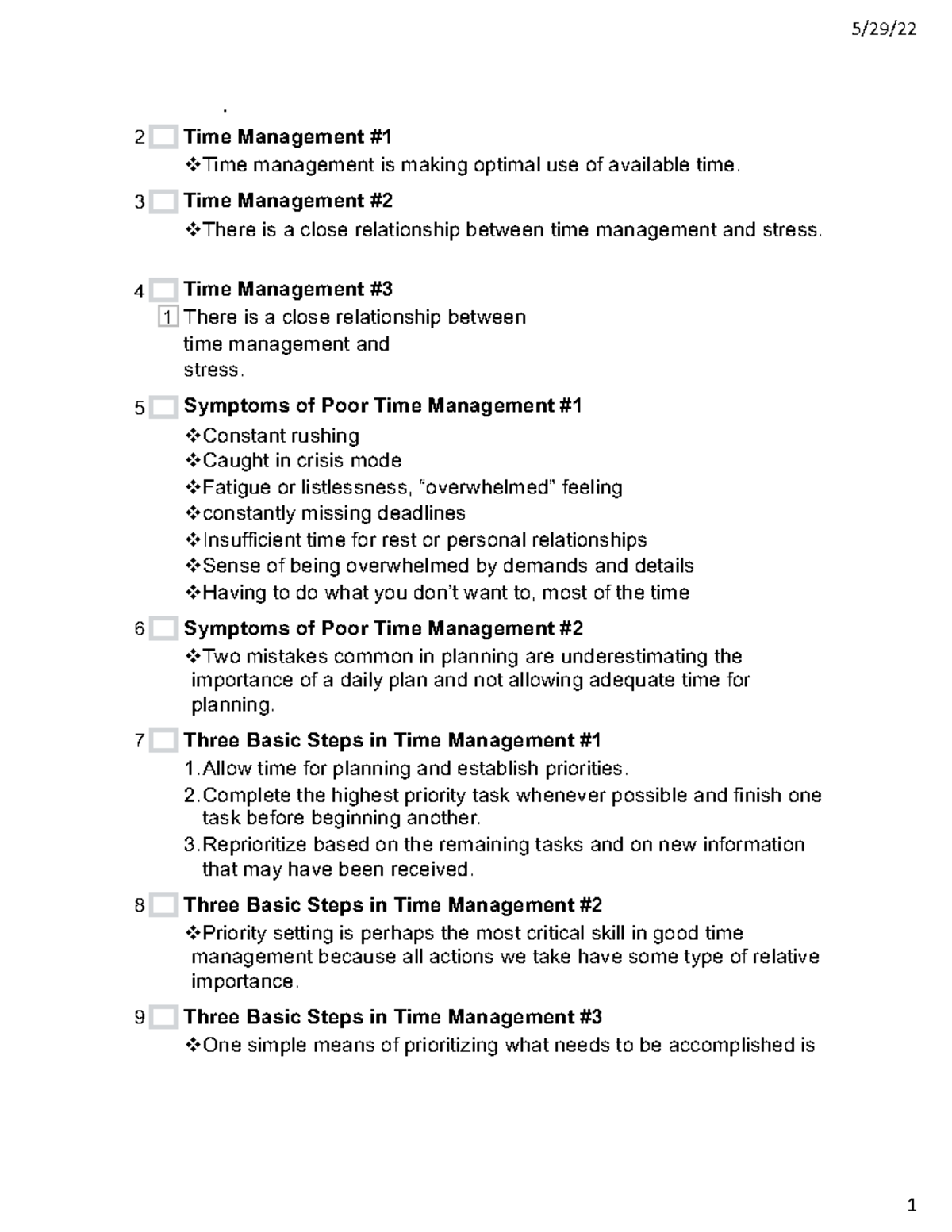 Time management - lecture notes - Chapter 9 Time Management # vTime ...