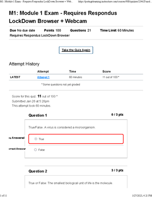 Micro Exam 1 - Full Exam 1 - BIOD 171 Essential Microbiology Portage ...