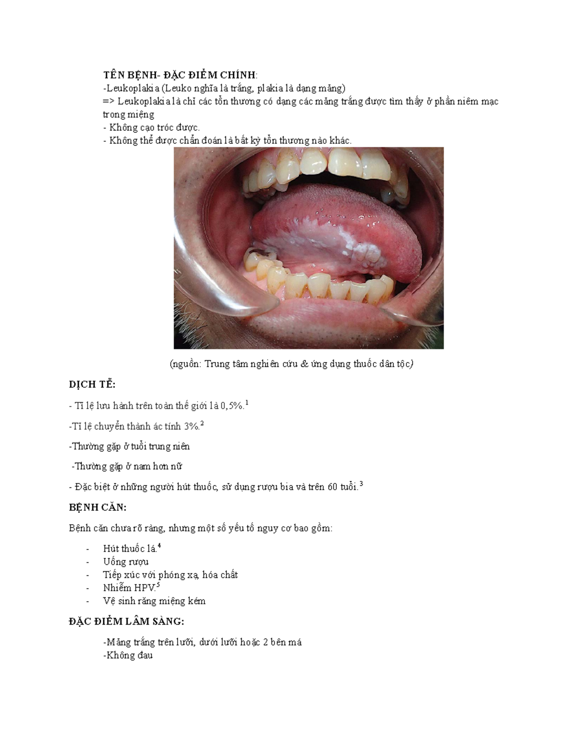 Bài Poster nhóm 22 (edited - TÊN BỆNH- ĐẶC ĐIỂM CHÍNH: -Leukoplakia ...