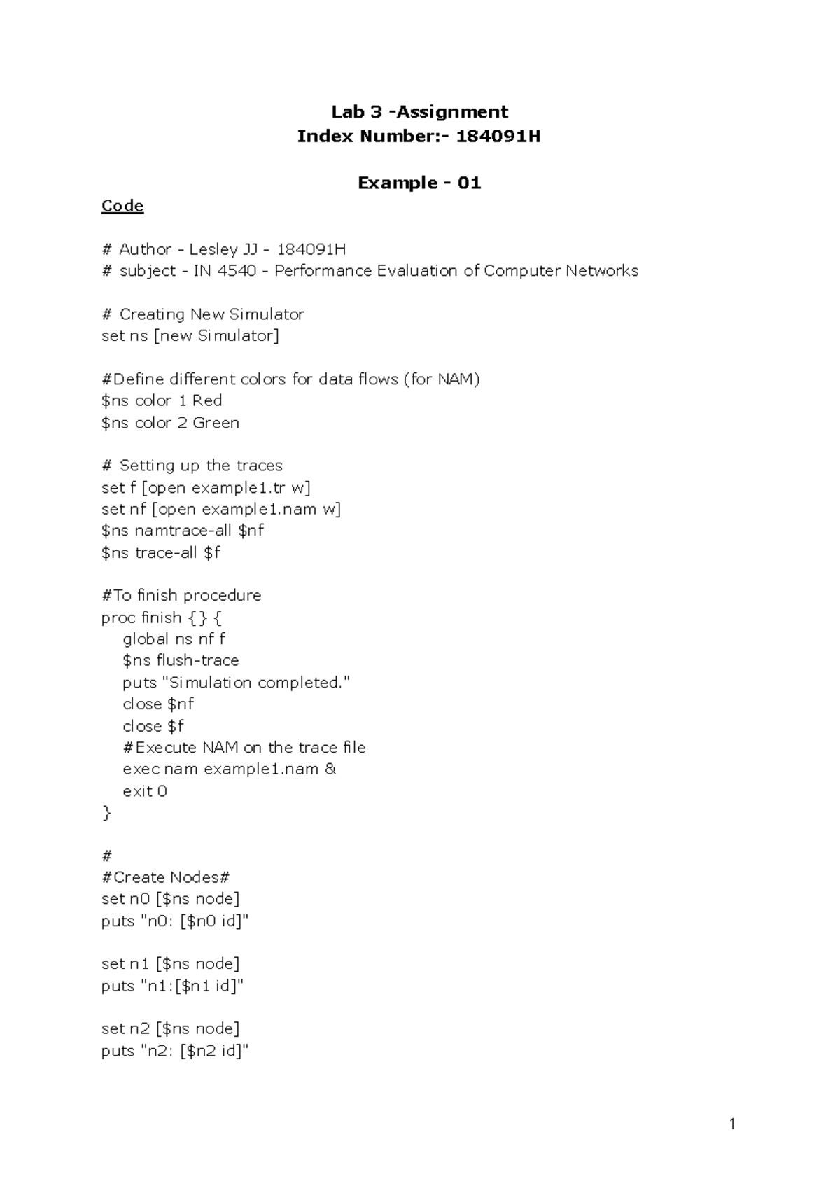 Lab-3 assignment- IN 4540 - 184091 H - Lab 3 -Assignment Index Number ...