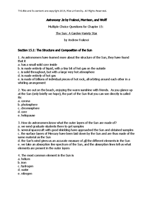 OS Astronomy 2e Test Bank Chapter 14 - Astronomy 2 e by Fraknoi ...