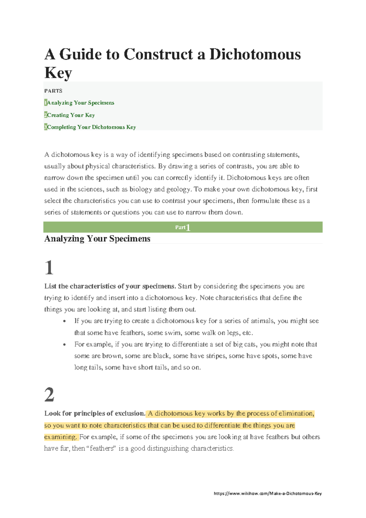 A Guide to Construct a Dichotomous Key - A Guide to Construct a ...