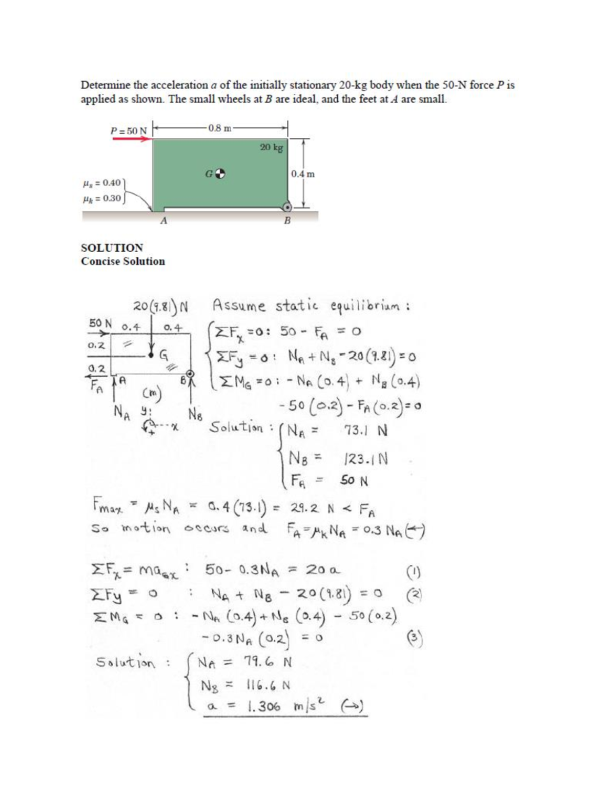 B5 M2 EXAM Answer KEY 1 - practice problems - Determine the acceleration a of the initially ...