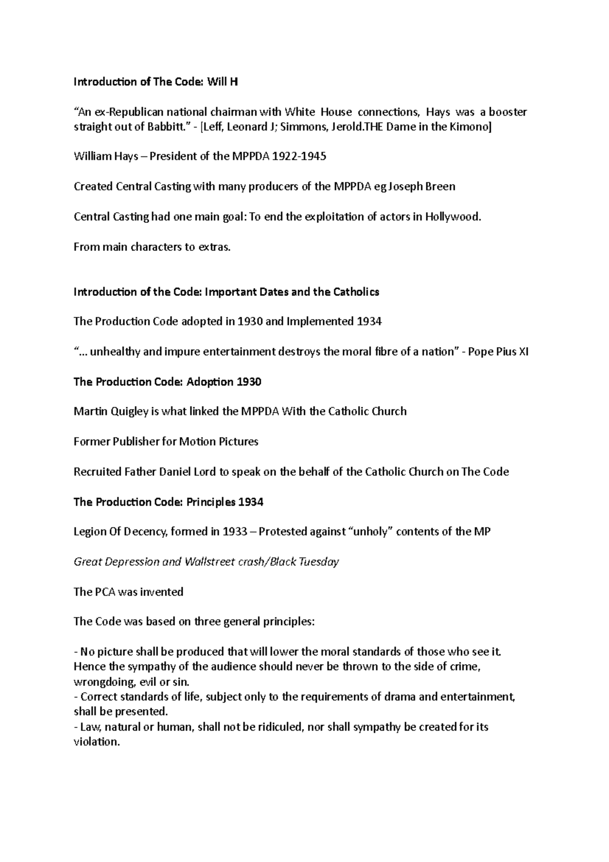 Slides Code - Notes on the Code - Introduction of The Code: Will H “An ...