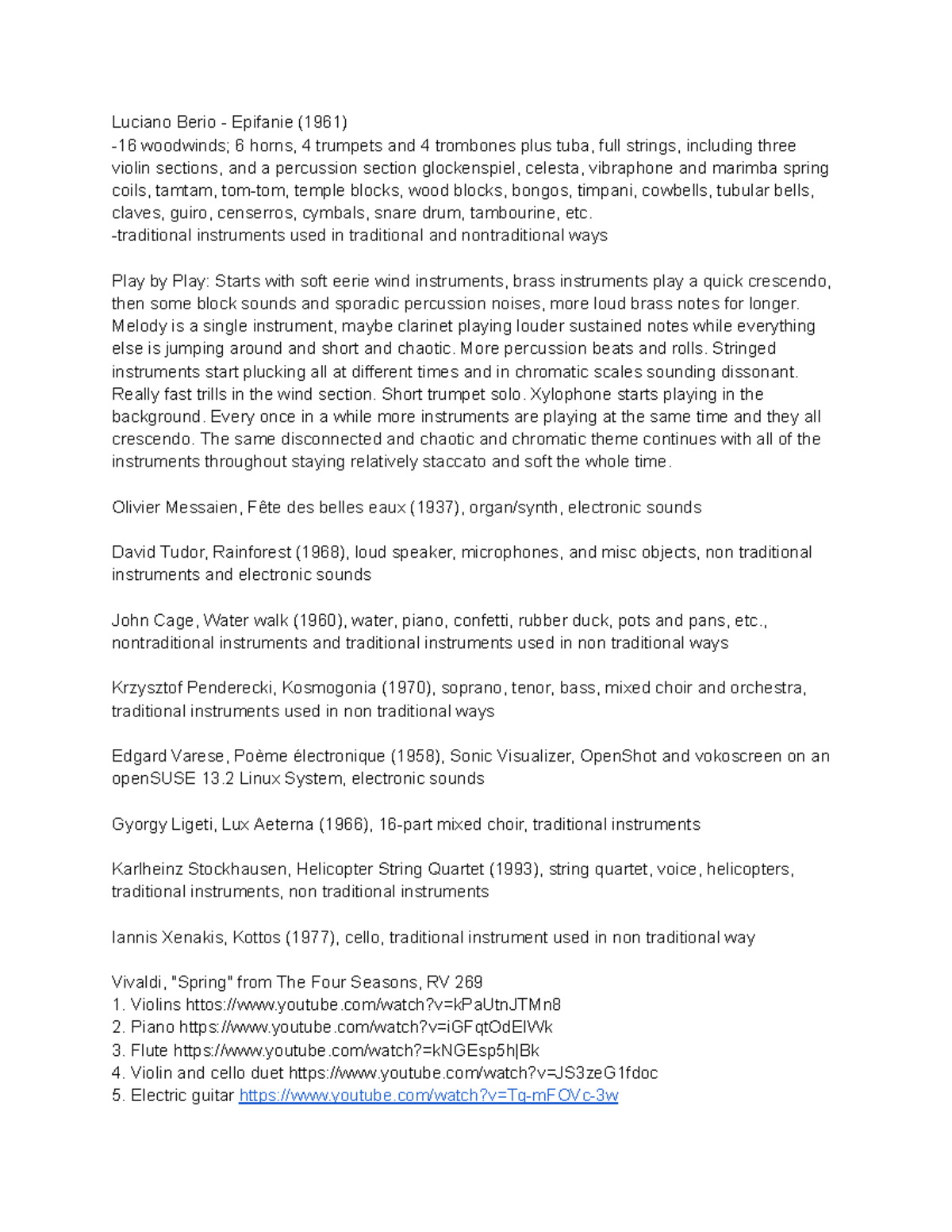 GLE Timbre and Envelope - Luciano Berio - Epifanie (1961) -16 woodwinds ...