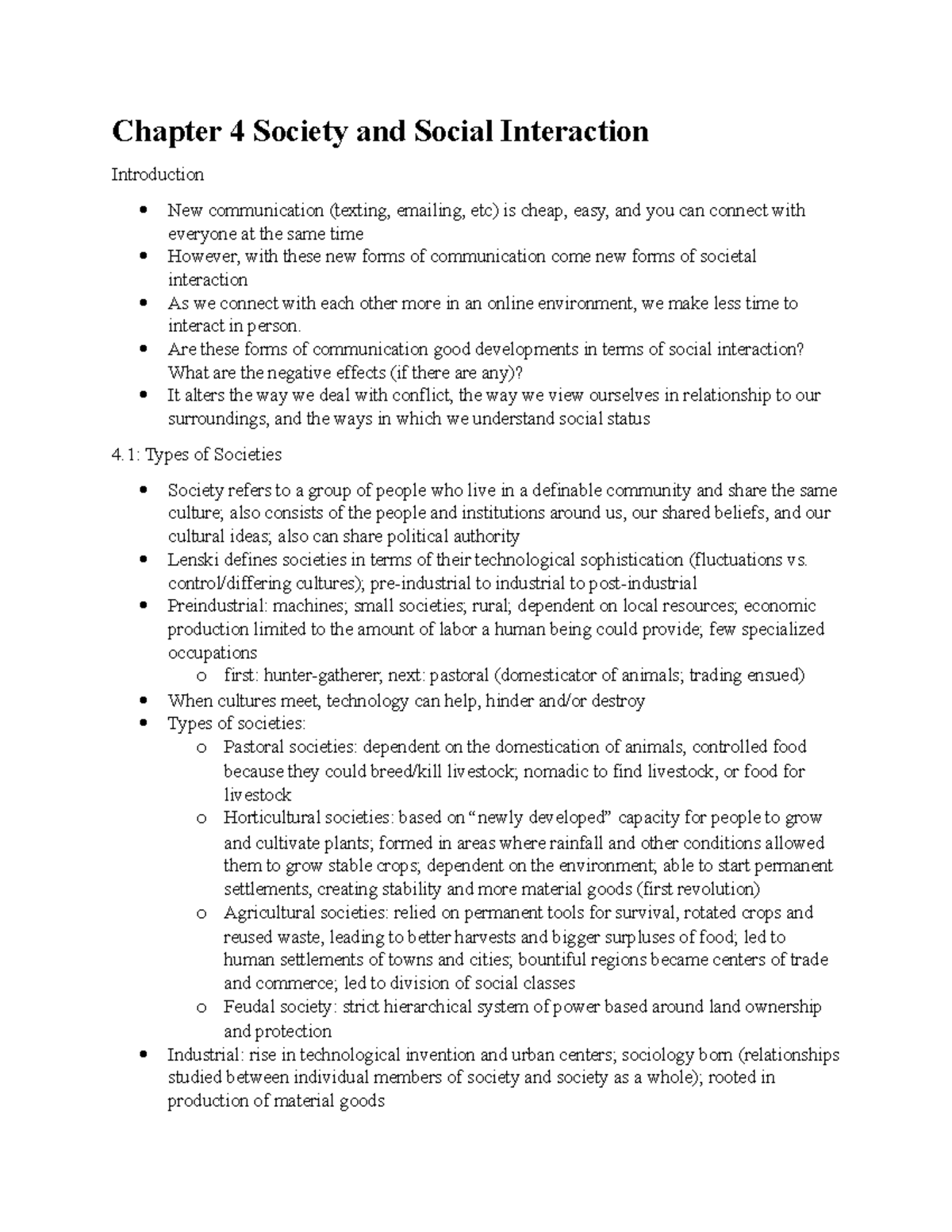 SOC 100 Ch 4 Society and Social Interaction - Chapter 4 Society and ...