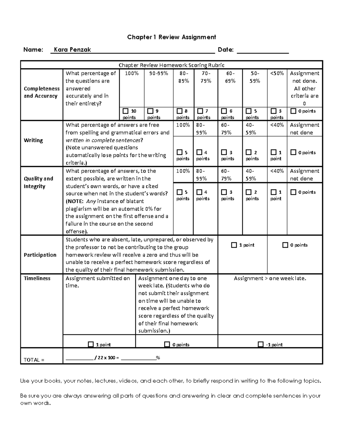 Chapter 1 Review Assignment 2022 - Chapter 1 Review Assignment Name ...