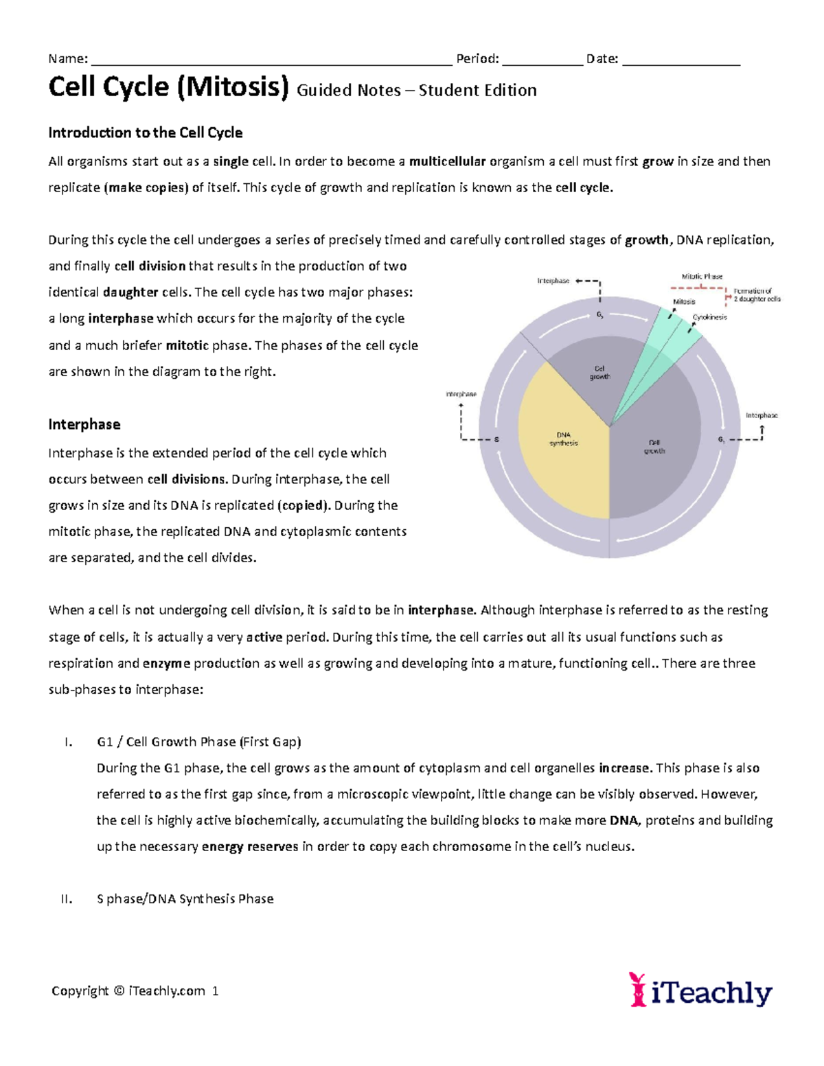 2 7 Guided Notes se Cell Cycle Mitosis - Studocu