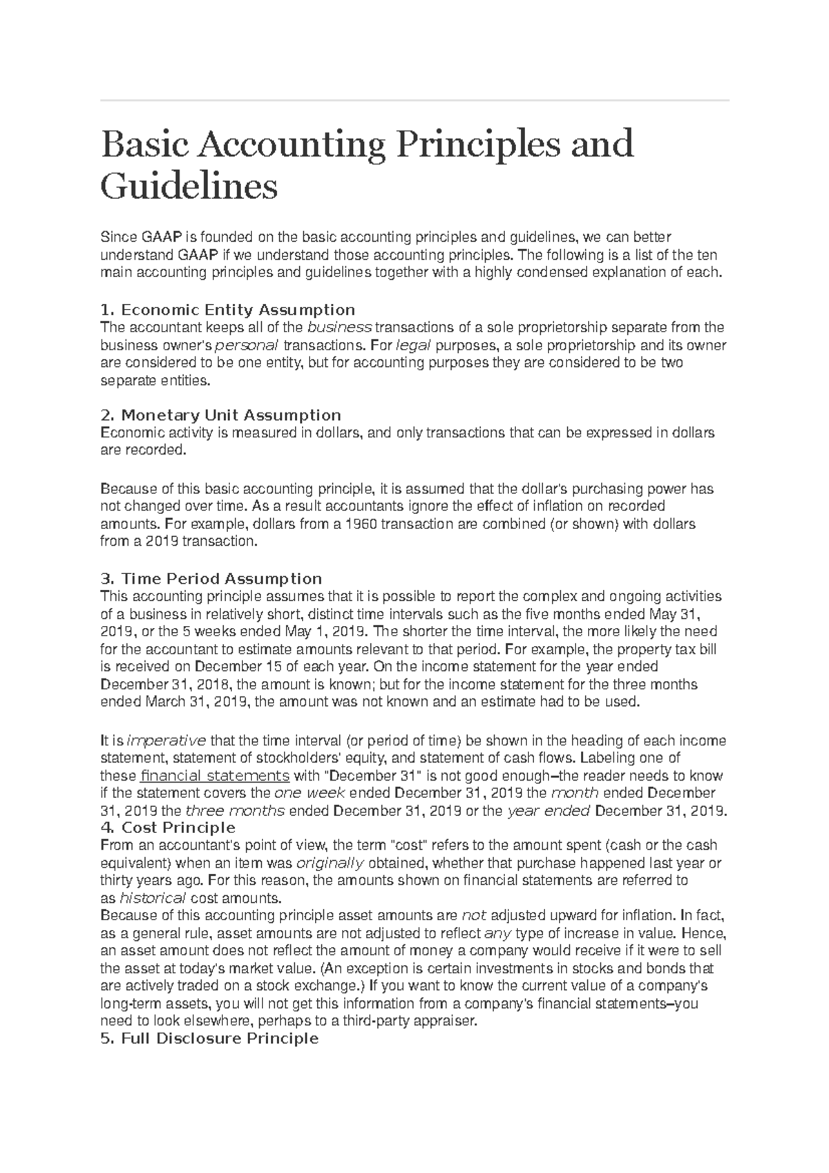 Accounting principles - The following is a list of the ten main ...